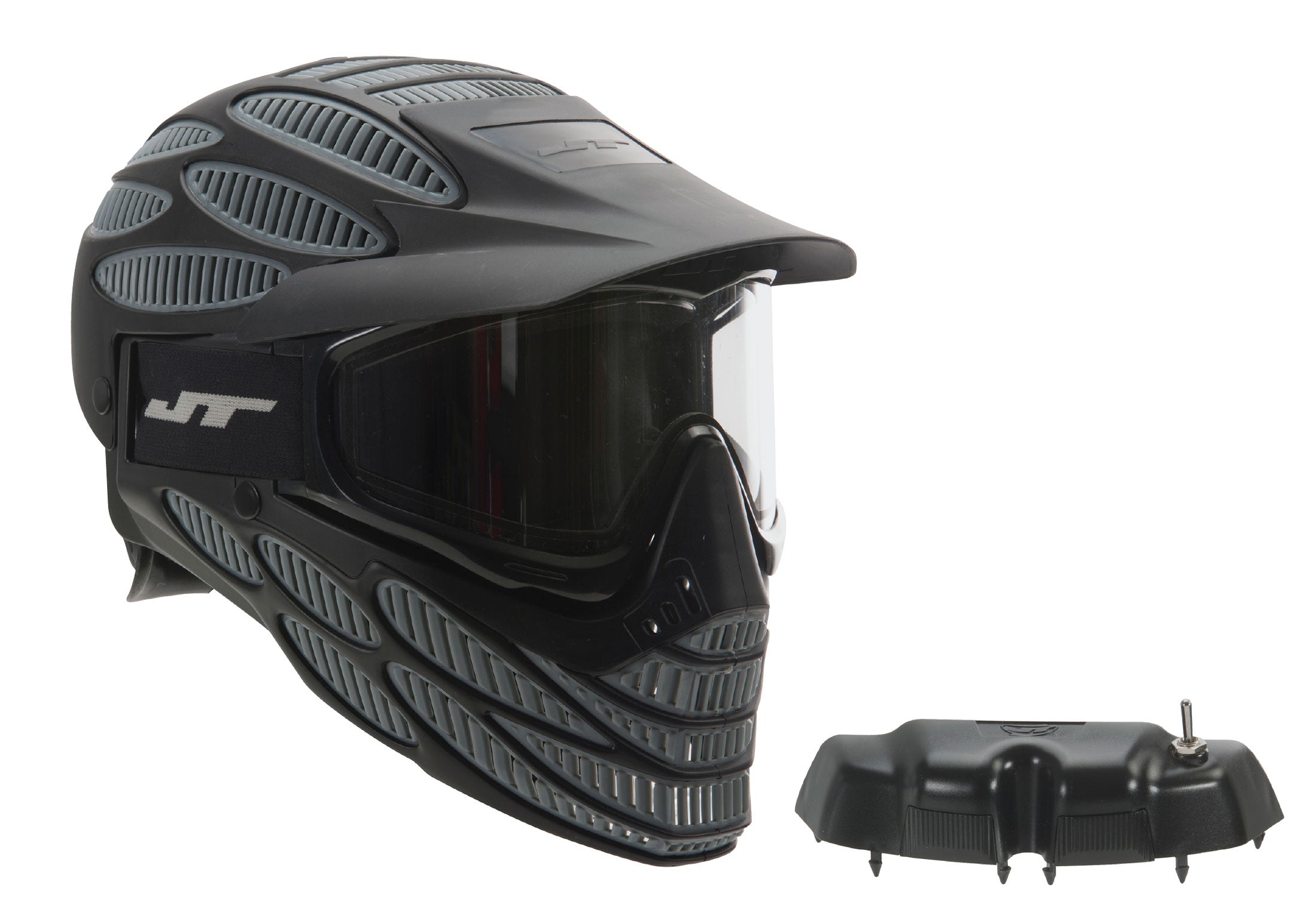 JT Spectra Flex 8 Full Head Paintbal Mask - Black Grey + Vortex II Fan ...
